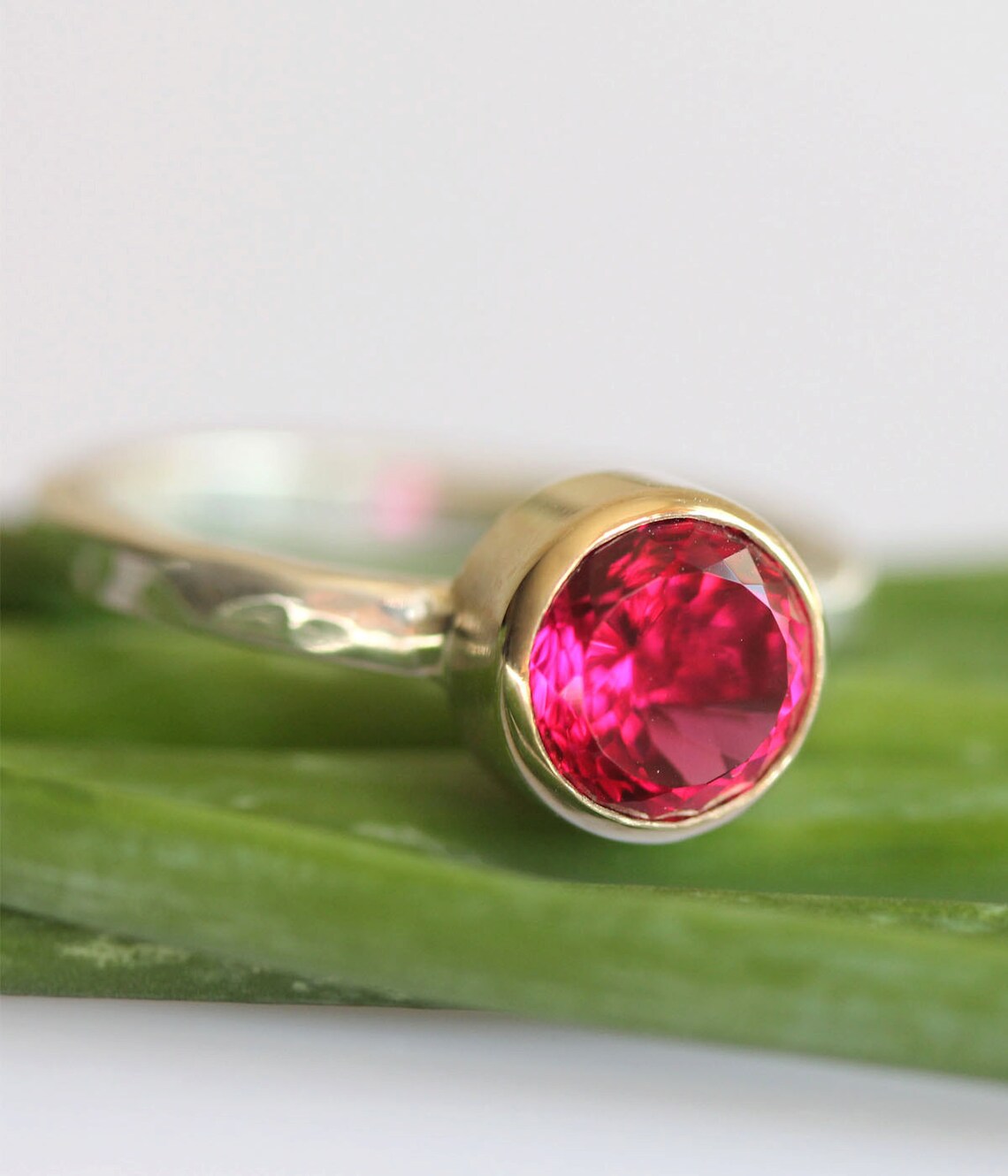 Raspberry Quartz Sterling Silver and 14K Gold Ring Gemstone - Etsy