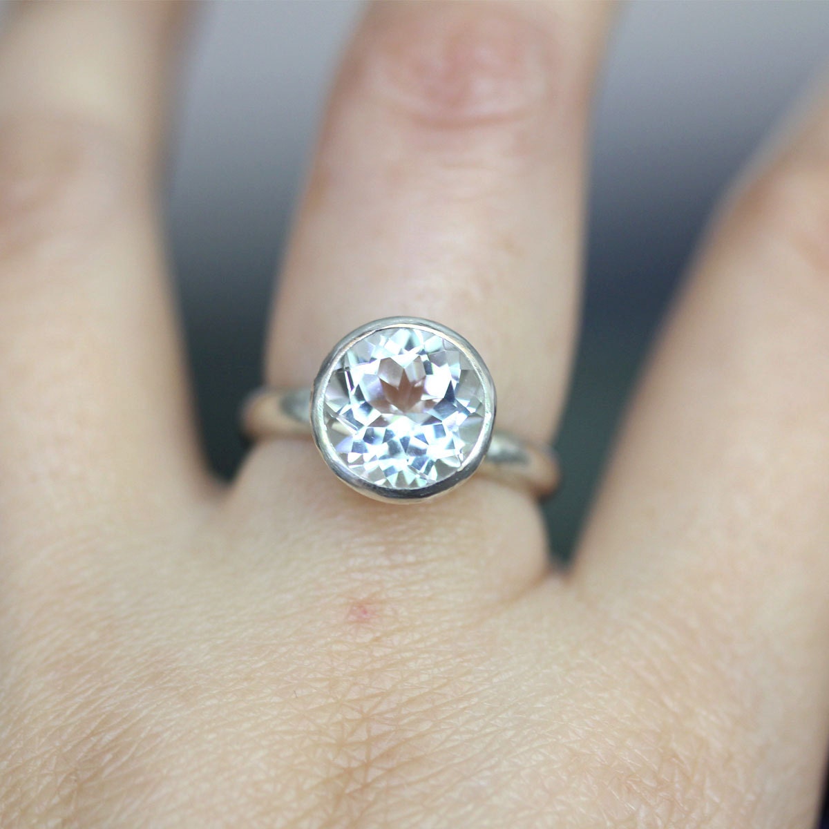 White Topaz Sterling Silver Ring Gemstone Ring in No Nickel - Etsy
