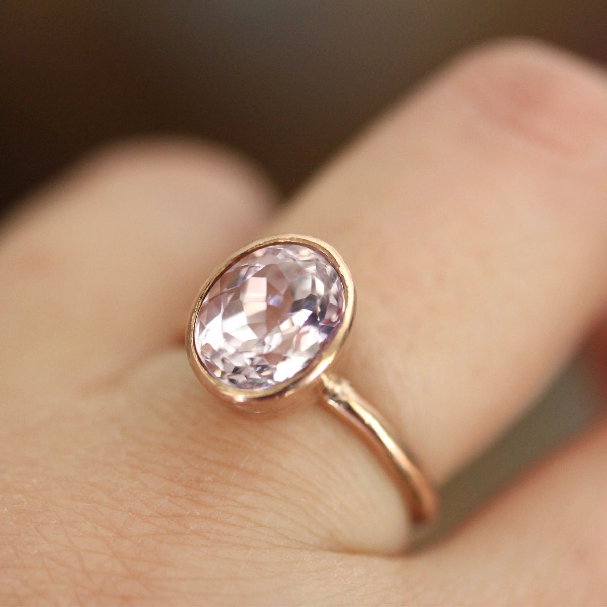 Kunzite 14K Gold Engagement Ring, Gemstone Ring, Stacking Ring ...