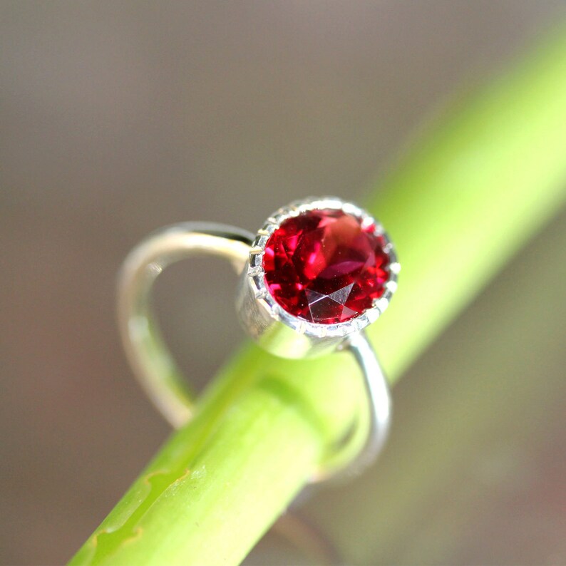 Raspberry Quartz Sterling Silver Ring Gemstone Ring Milgrain - Etsy ...