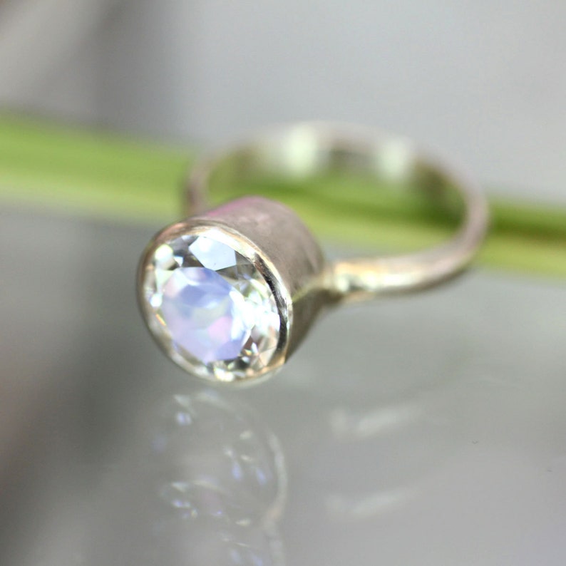 White Topaz Sterling Silver Ring Gemstone Ring in No Nickel - Etsy