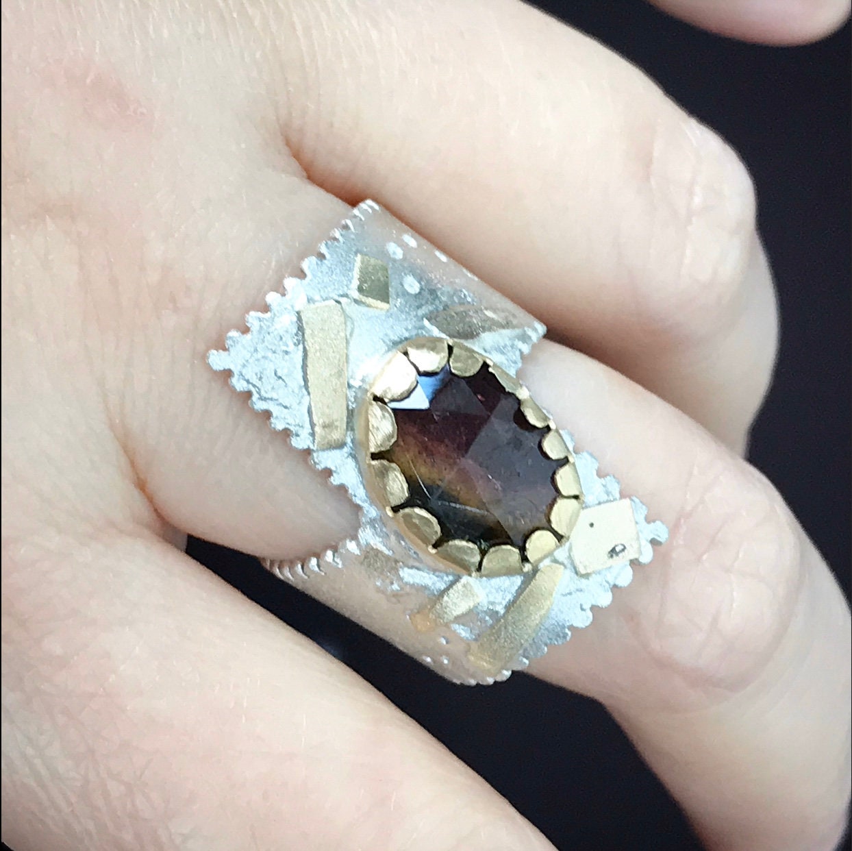 Watermelon Tourmaline Ring Gemstone Ring Cocktail Ring 18K | Etsy