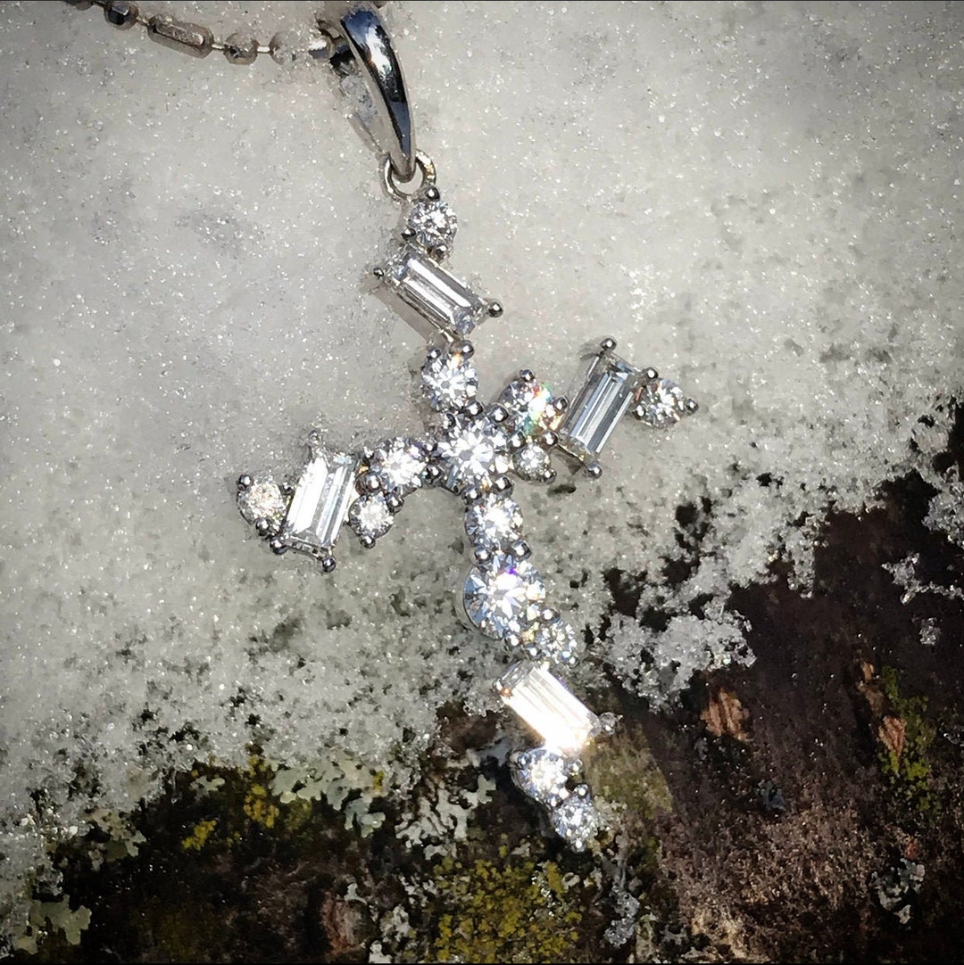 Personalized Diamond Cross 14K Gold Pendant, Cross Diamond Necklace ...