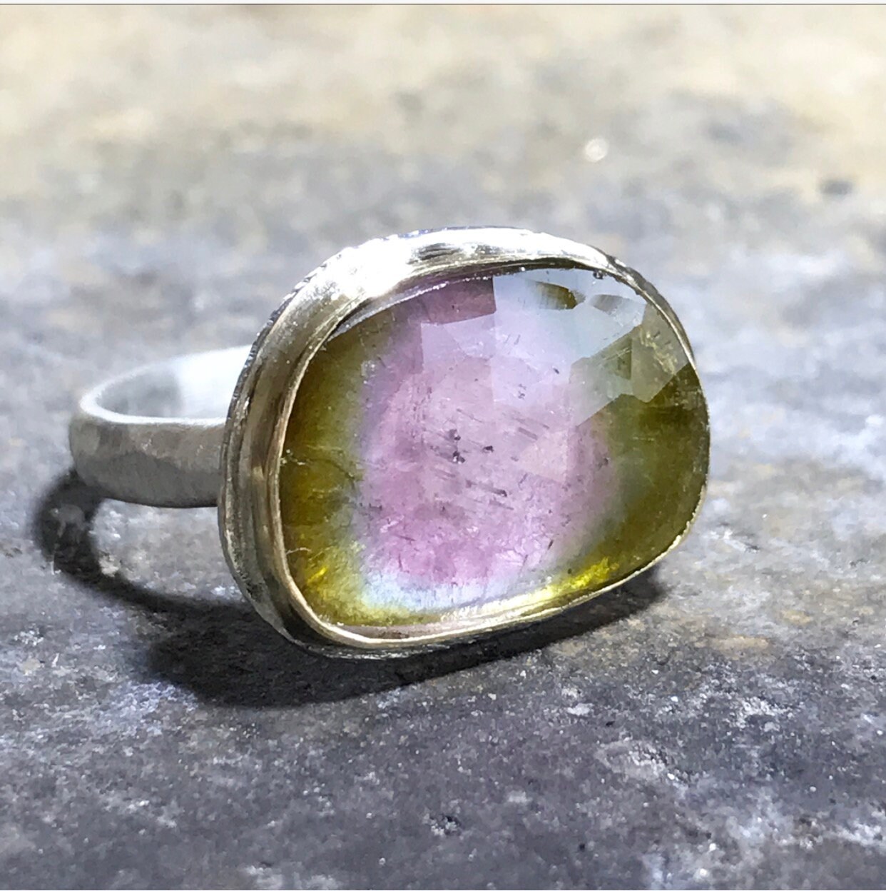 BI Tourmaline Ring Gemstone Ring Cocktail Ring 18K and | Etsy