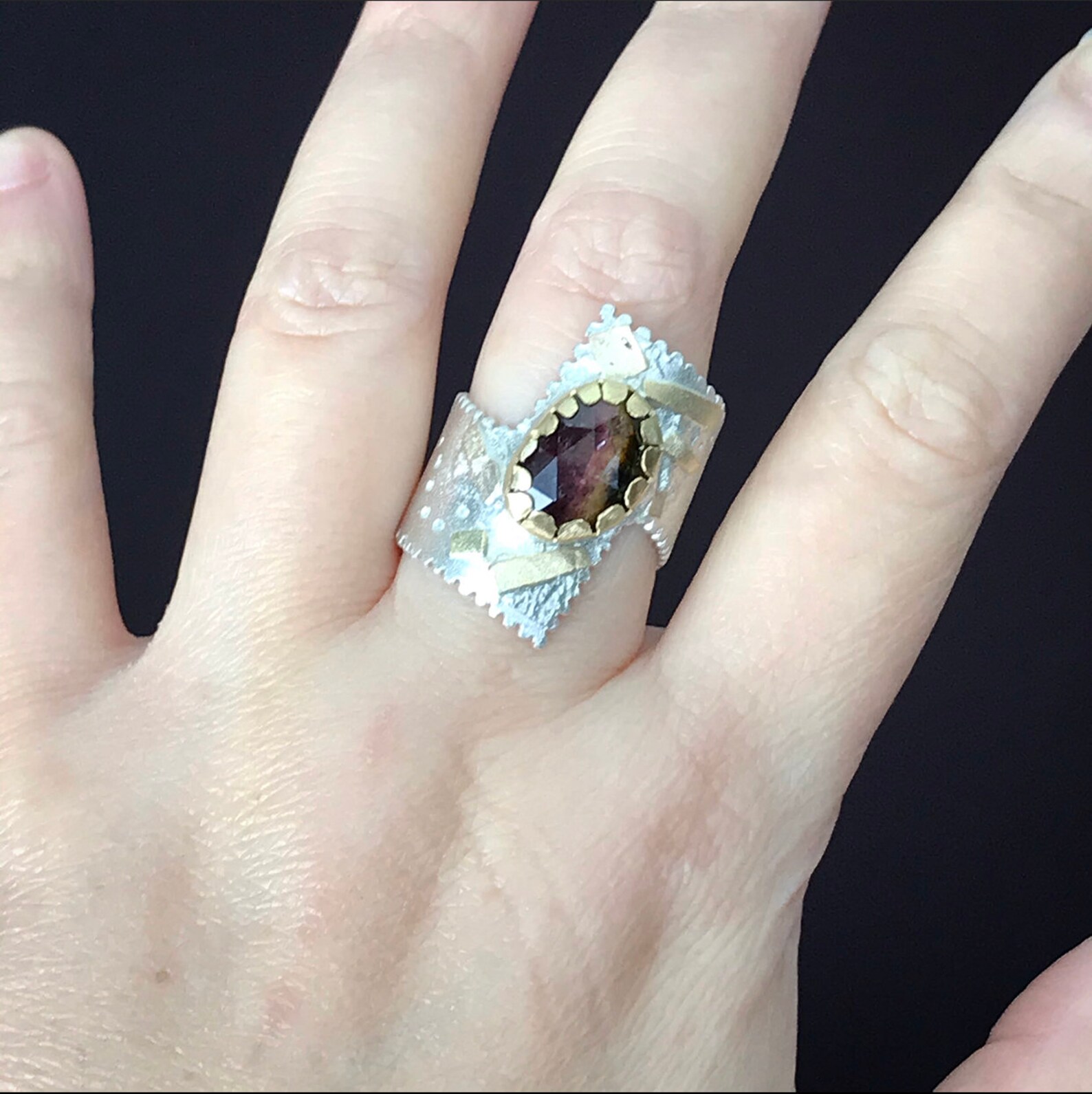 Watermelon Tourmaline Ring Gemstone Ring Cocktail Ring 18K - Etsy