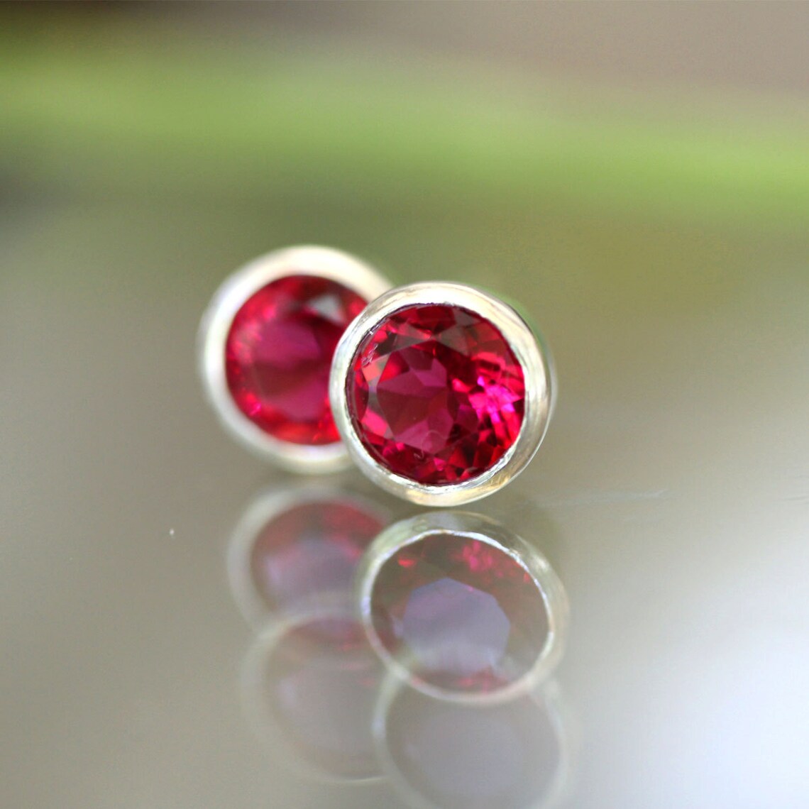 Raspberry Quartz Sterling Silver Ear Studs Gemstone - Etsy