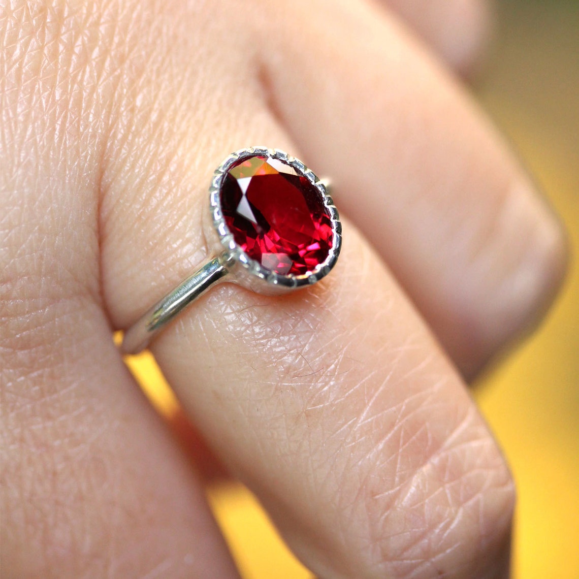 Raspberry Quartz Sterling Silver Ring, Gemstone Ring, Milgrain Details ...