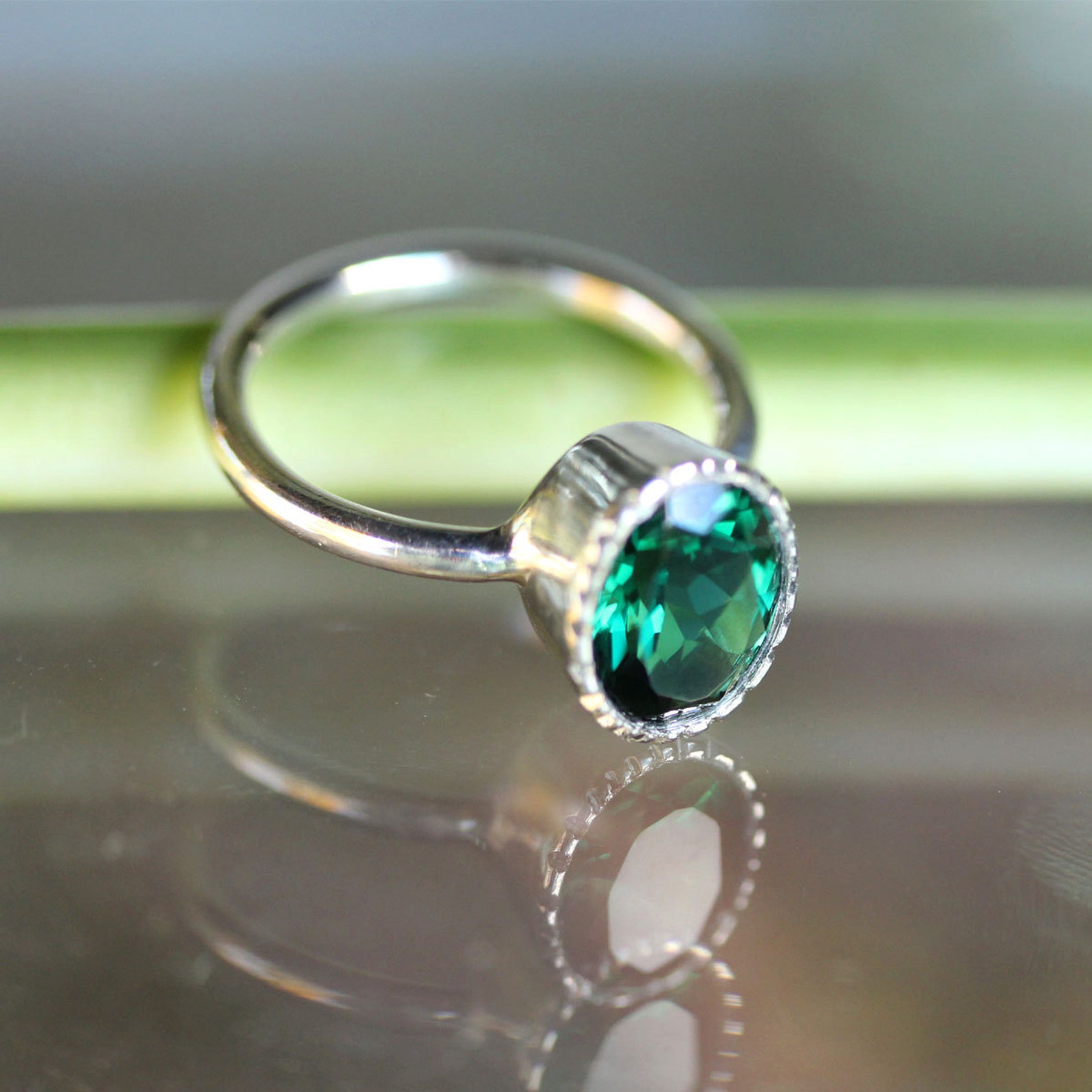 Green Quartz Sterling Silver Ring Gemstone Ring Milgrain - Etsy Australia