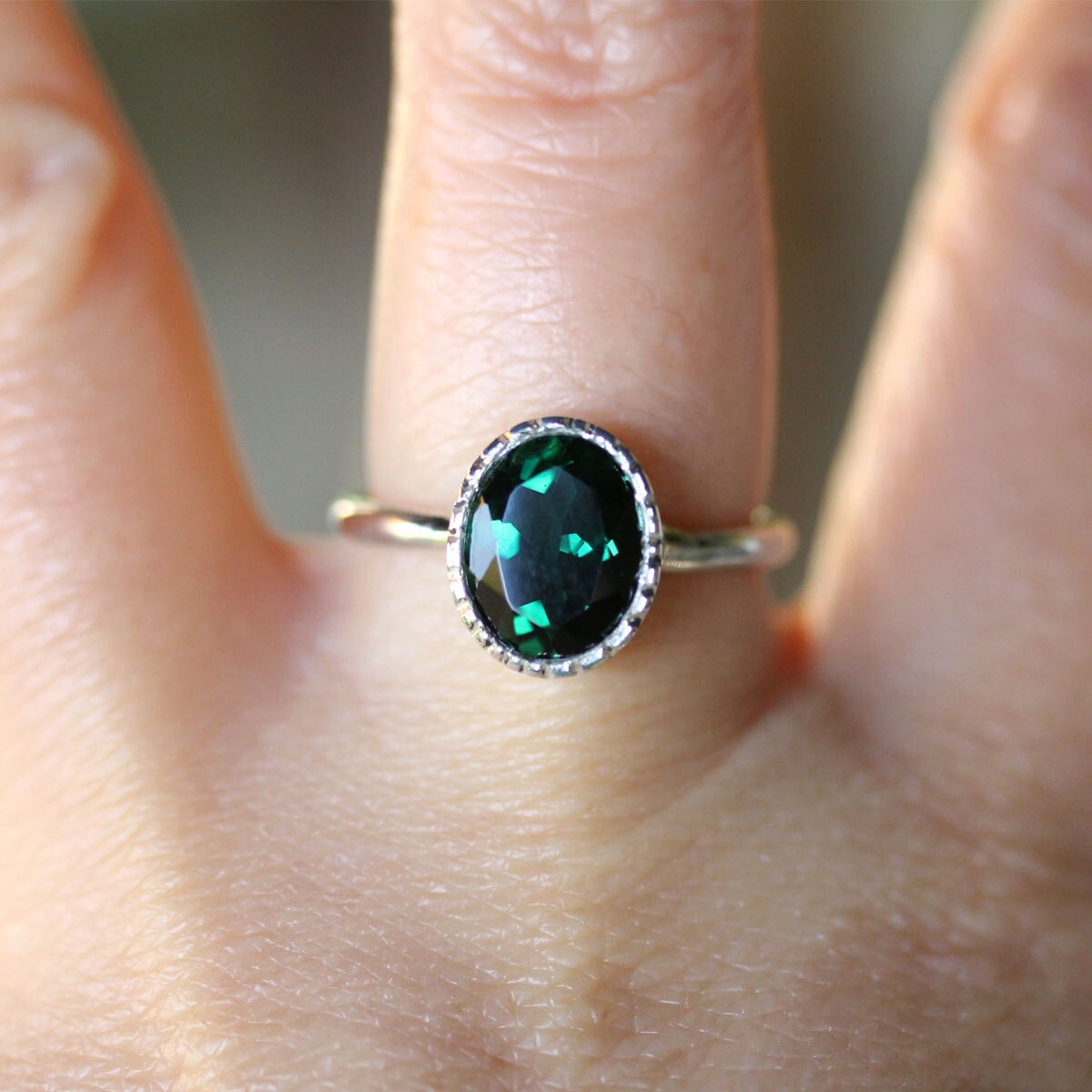 Green Quartz Sterling Silver Ring Gemstone Ring Milgrain | Etsy