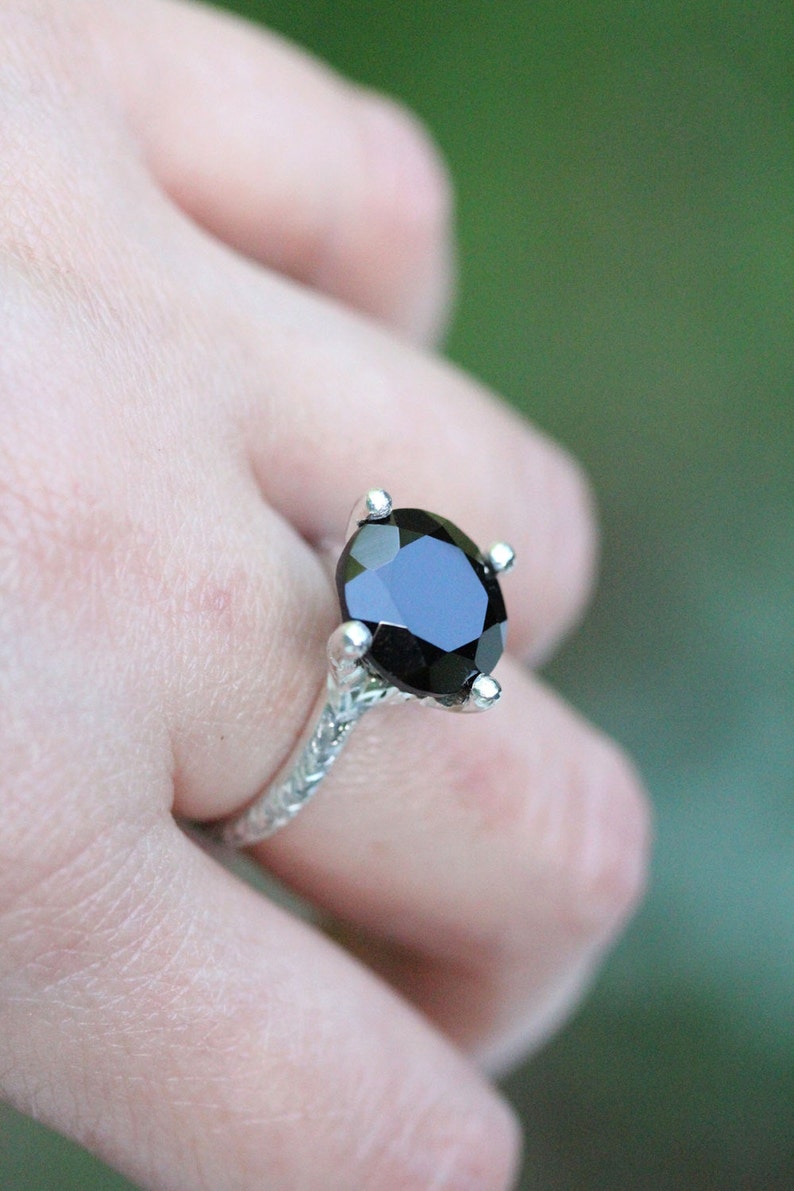 Black Spinel Sterling Silver Ring Gemstone Ring No Nickel - Etsy