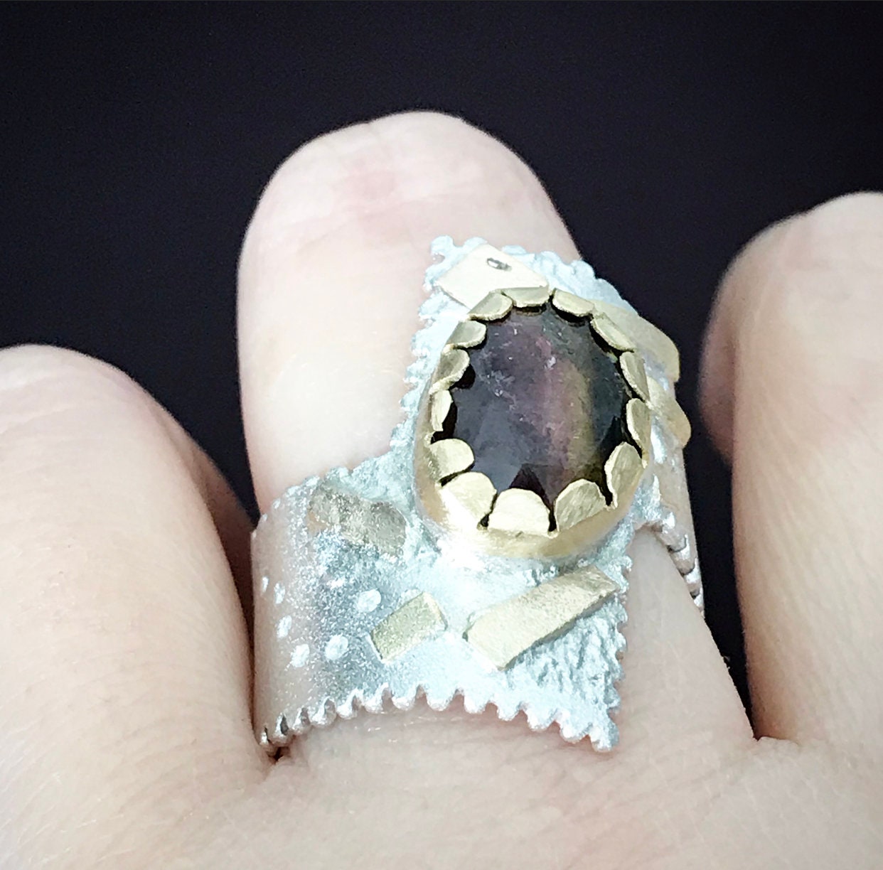 Watermelon Tourmaline Ring Gemstone Ring Cocktail Ring 18K | Etsy