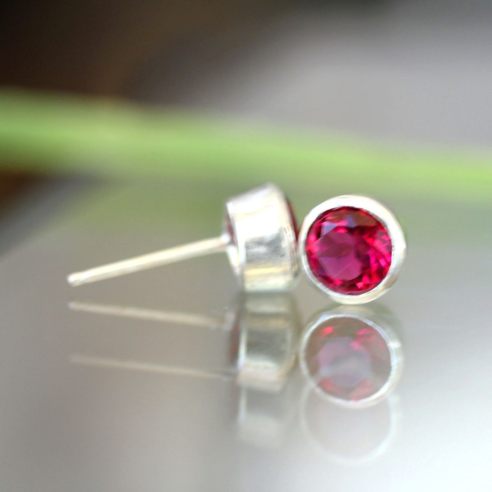 Raspberry Quartz Sterling Silver Ear Studs Gemstone - Etsy