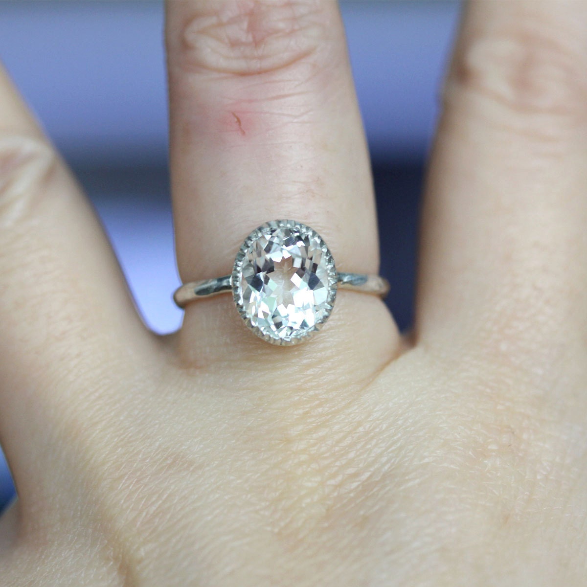 White Topaz Sterling Silver Ring / Gemstone Ring / Milgrain Details in ...