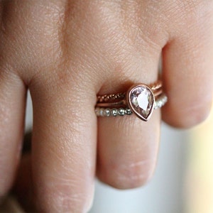 Morganite 14K Rose Gold Engagement Ring, Stacking Ring, Gemstone Ring ...