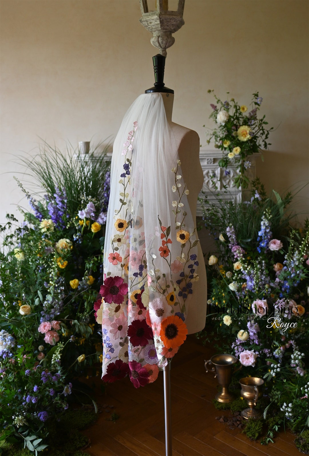 3D Flower Wedding Veil,colorful Floral Veil for Bride,wild Flower Veil ...