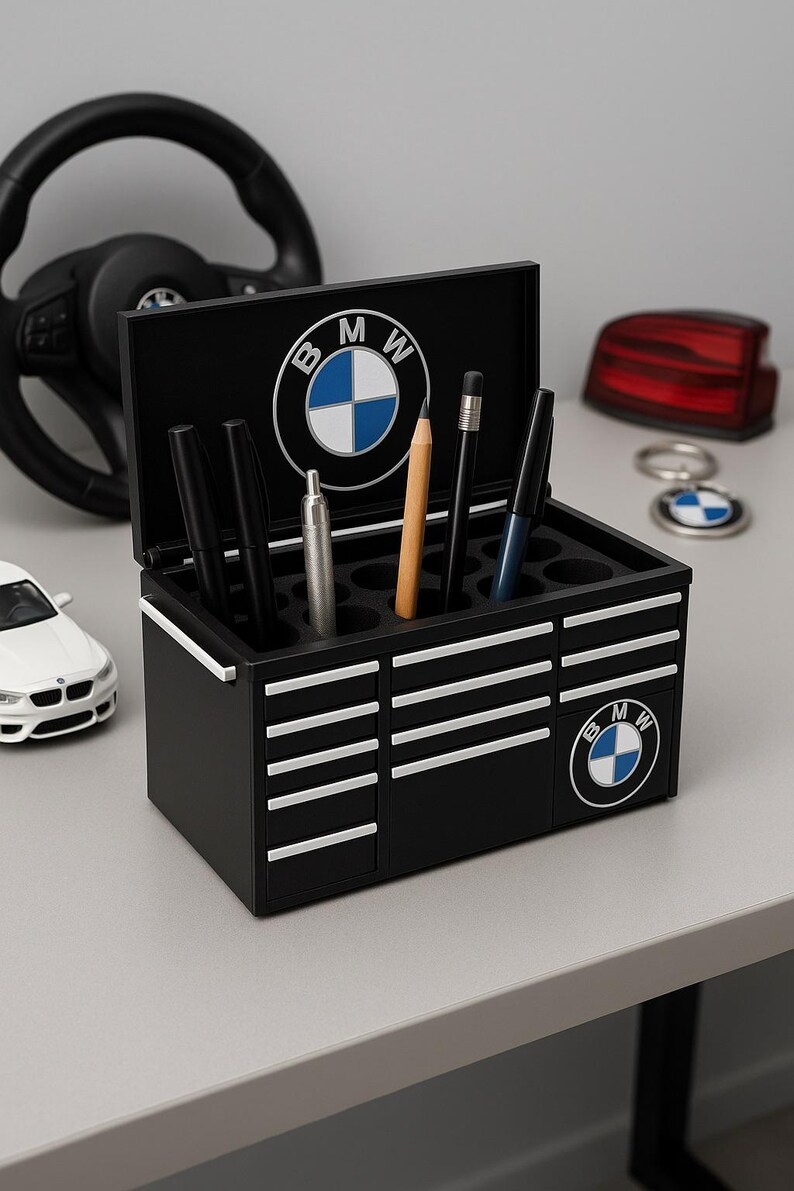 Car Enthusiast Toolbox Pen Holder | Automotive Desk Organizer | Garage ...