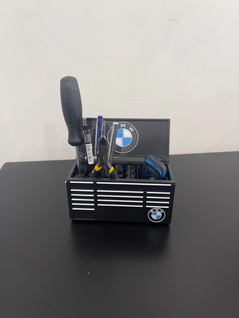 Car Enthusiast Toolbox Pen Holder | Automotive Desk Organizer | Garage ...