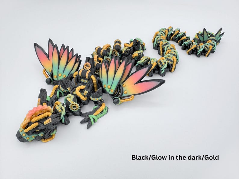 3D Printed Articulated Steampunk Dragon, Mechanical Gear Fidget Toy and ...