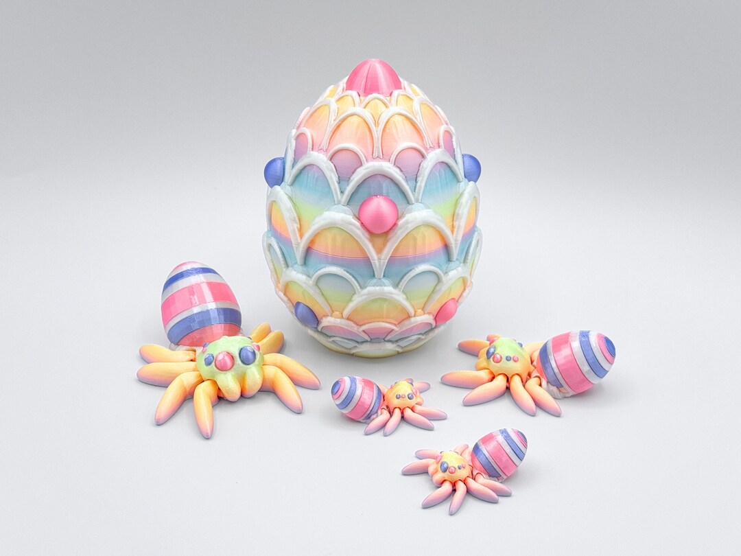 Easter Egg Spider Fidget Toy, 3D Printed Articulated Critter for Cute ...