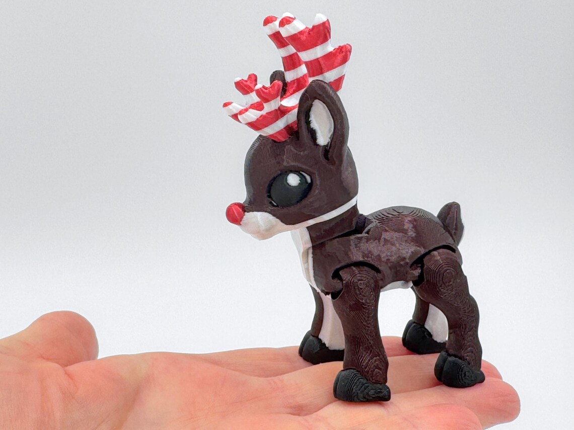 3D Printed Articulated Reindeer Figures, Poseable Christmas Ornament ...