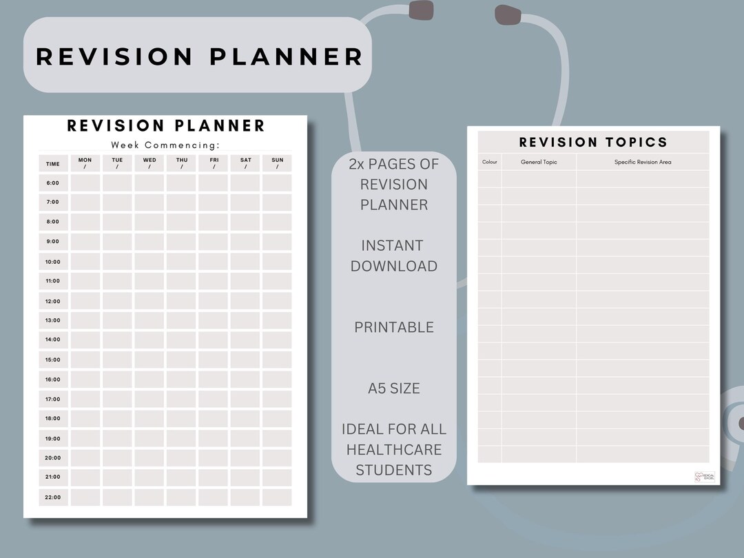 REVISION PLANNER Weekly Revision Planner | GCSE A Level Revision Study ...