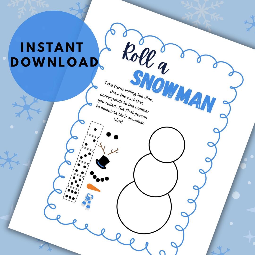 Roll a Snowman Game, Winter Printable Activity (digital Download) - Etsy