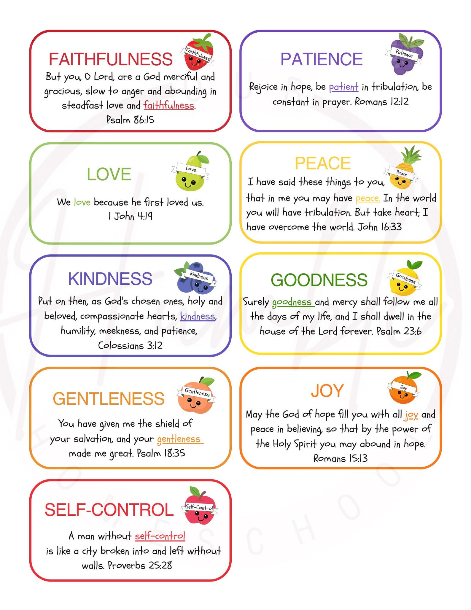 Fruit of the Spirit Activity for Kids | Bible Game, Scripture Cards ...
