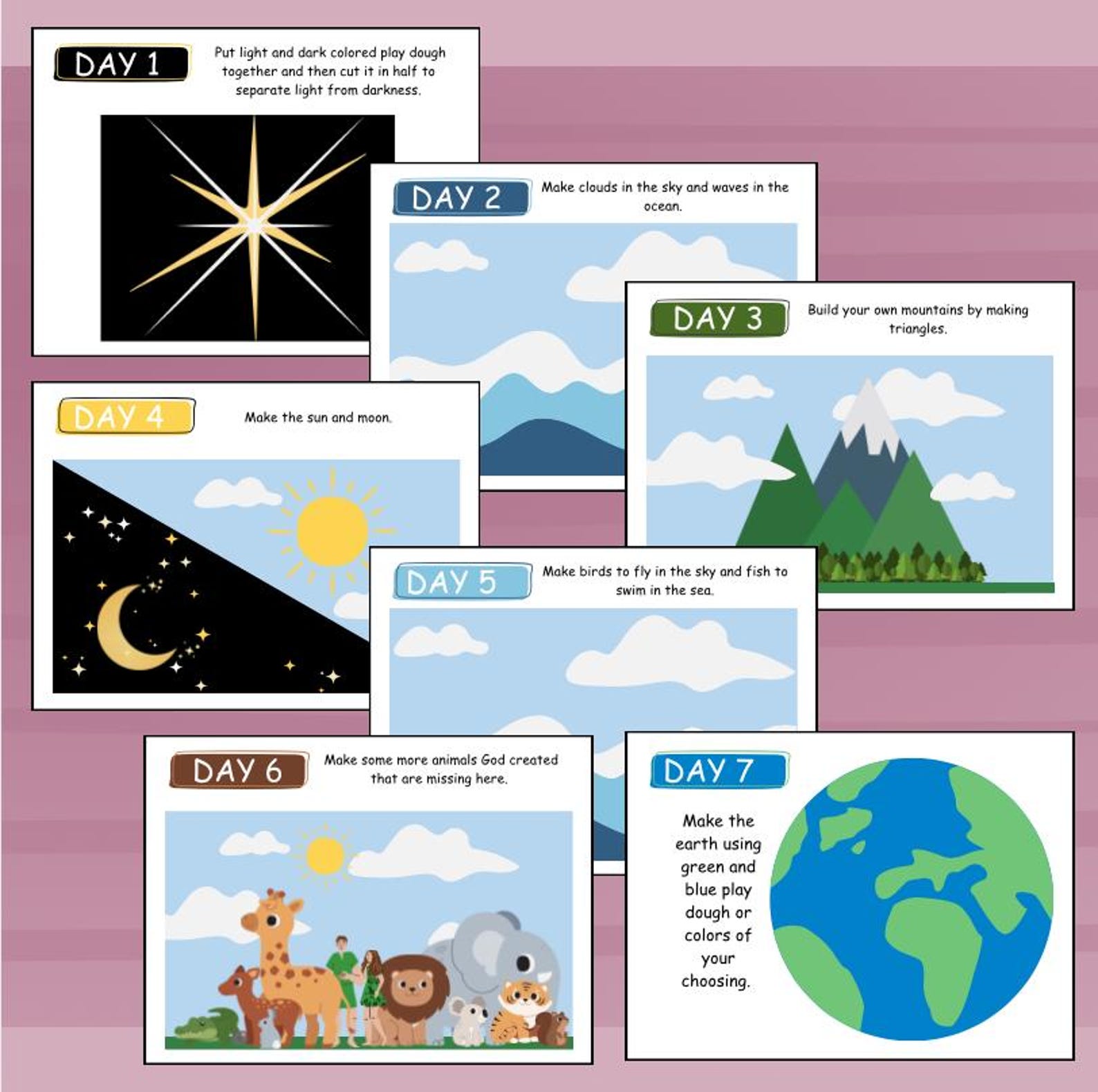 7 Days of Creation Play Dough Mats | Christian Homeschool Activity (PDF ...