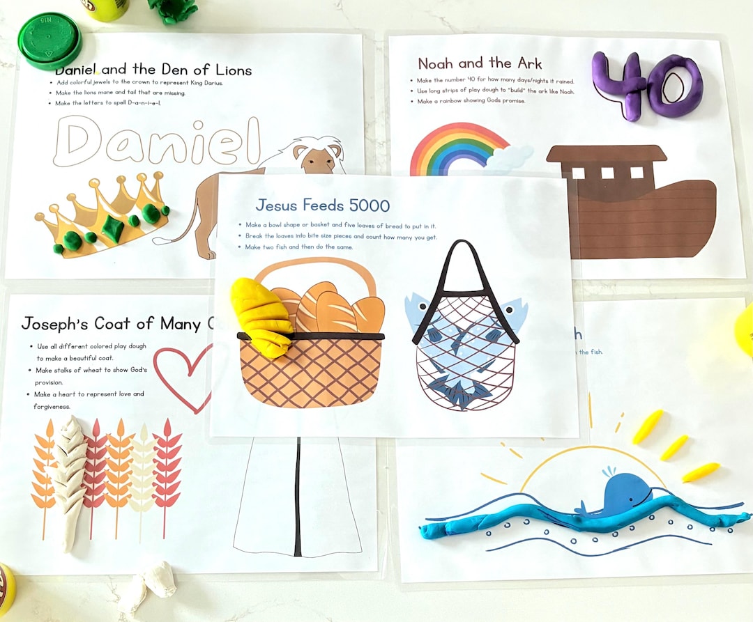 8 Bible Story Play Dough Mats | Christian Homeschool Activity (PDF) - Etsy