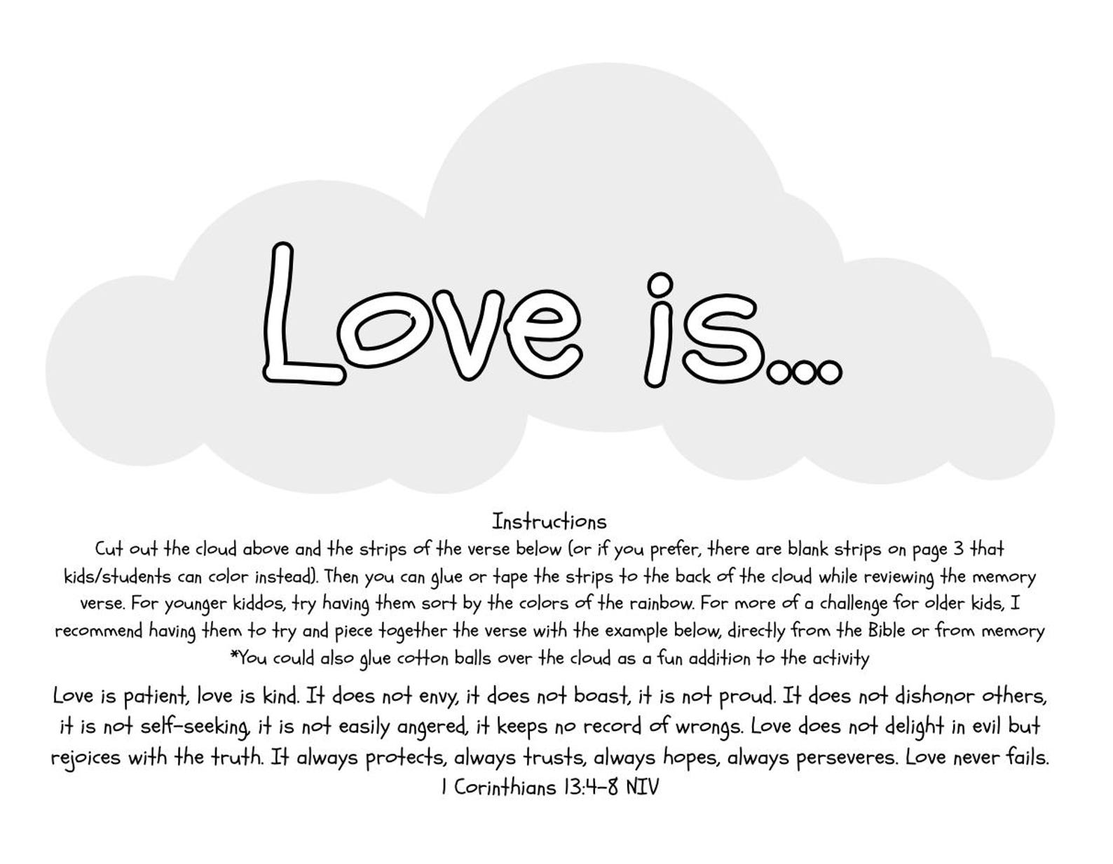 1 Corinthians 13 Printable Craft | Kids Bible Verse Activity ...