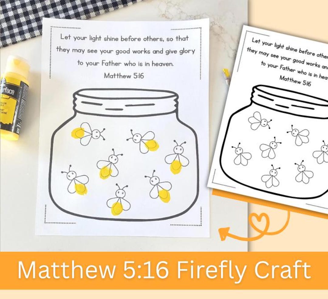 Matthew 5:16 Fingerprint Firefly Craft Printable for Kids | Bible Verse ...