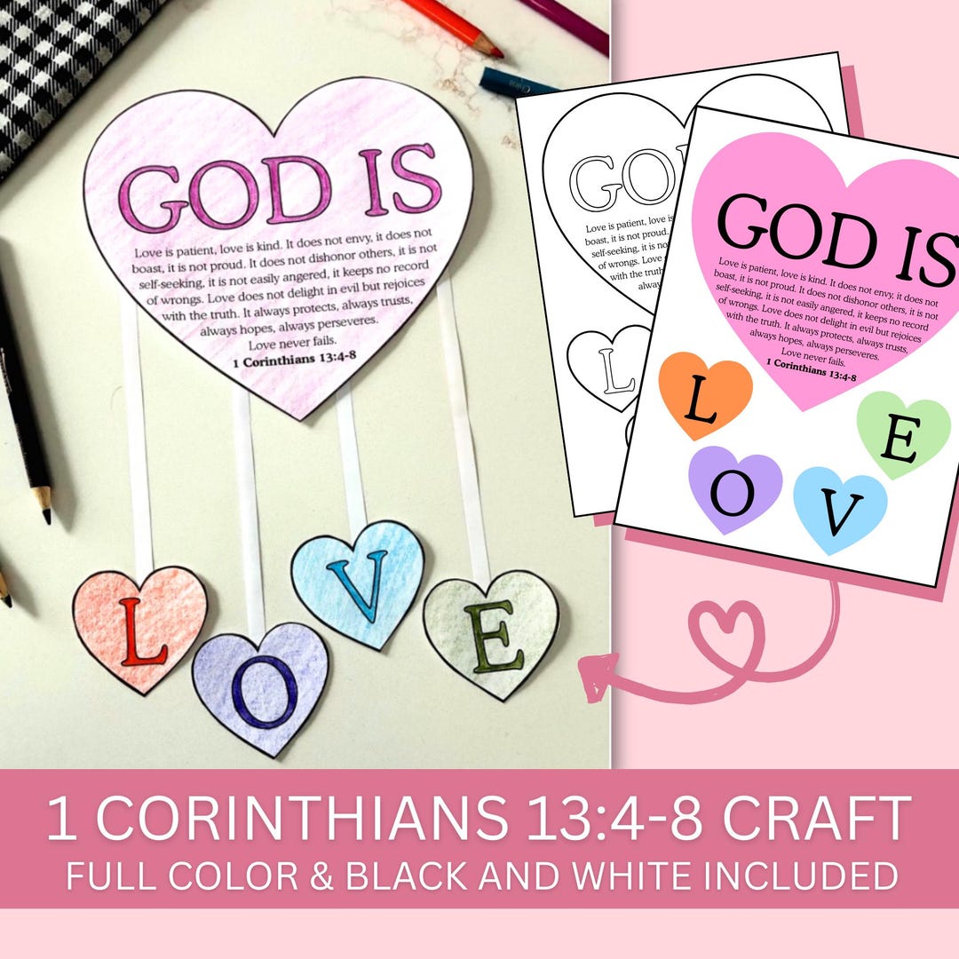 God is Love Craft | 1 Corinthians 13:4-8 Activity | Christian Valentine ...