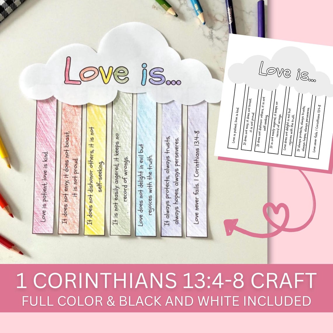 1 Corinthians 13 Printable Craft | Kids Bible Verse Activity ...