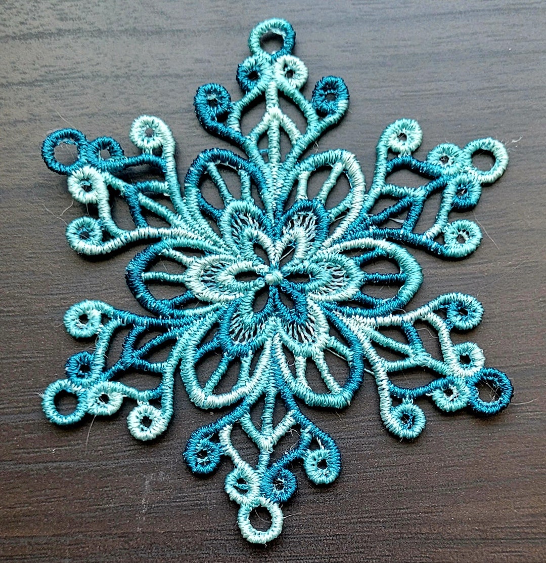 Free Standing Lace Snowflake Ornaments Machine Embroidered in Solid ...