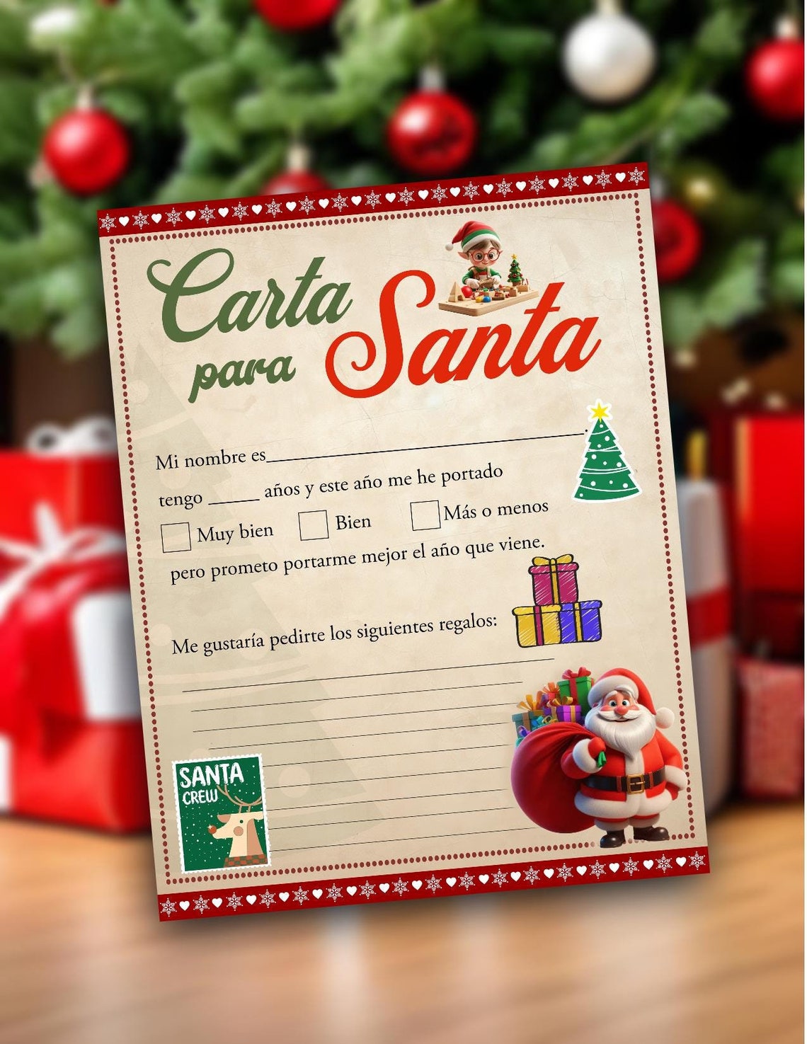 Carta a Santa Para Imprimir - Descarga Inmediata - Etsy