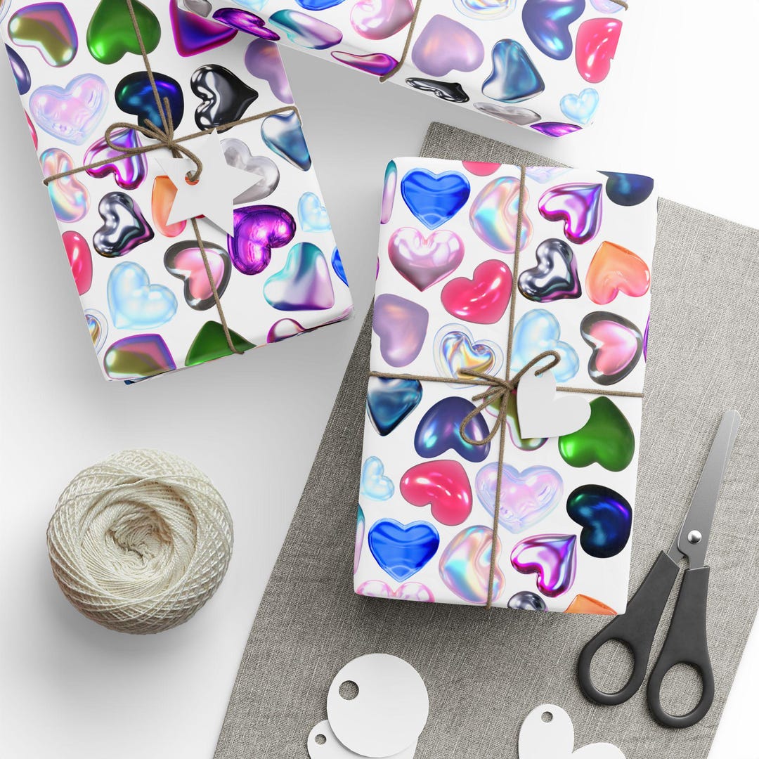 Mini Chrome Hearts Valentine's Wrapping Papers, Theme Love Trendy ...