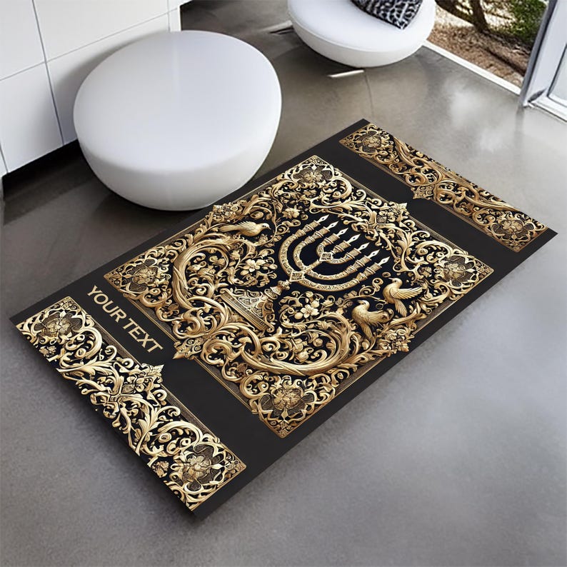 Personalized Hebrew Prayer Rug: Custom Menorah Jewish Mat - Etsy