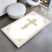 White Gold Orthodox Cross Prayer Rug: Christian Altar Worship Carpet ...