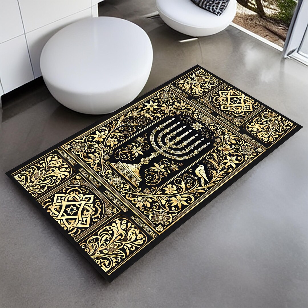 Hebrew Menorah Rug: Custom Jewish Prayer Mat - Etsy