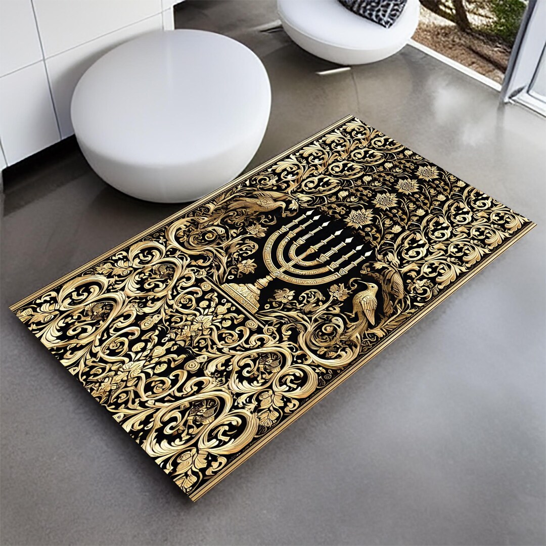 Hebrew Menorah Prayer Rug: Custom Jewish Gift - Etsy