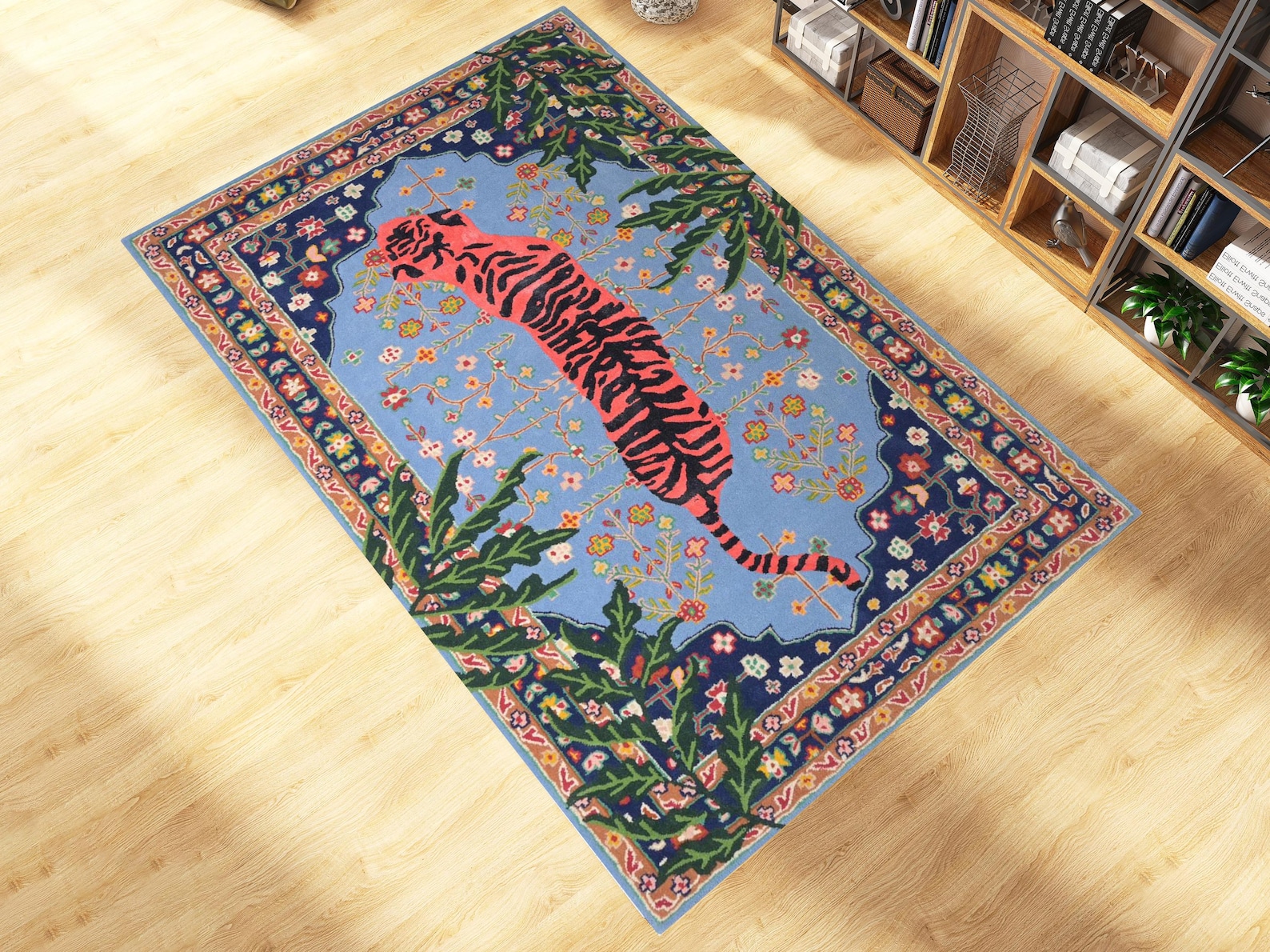 Tiger Rug,tiger Pattern Rug,botanical Tiger Leopard Print Rug,rustic ...