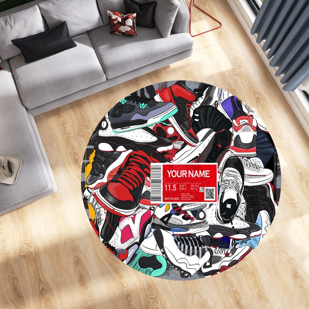 Custom Sneakers Rug, Sneakers Shoes Rug, Personalized Rug, Street Cool ...