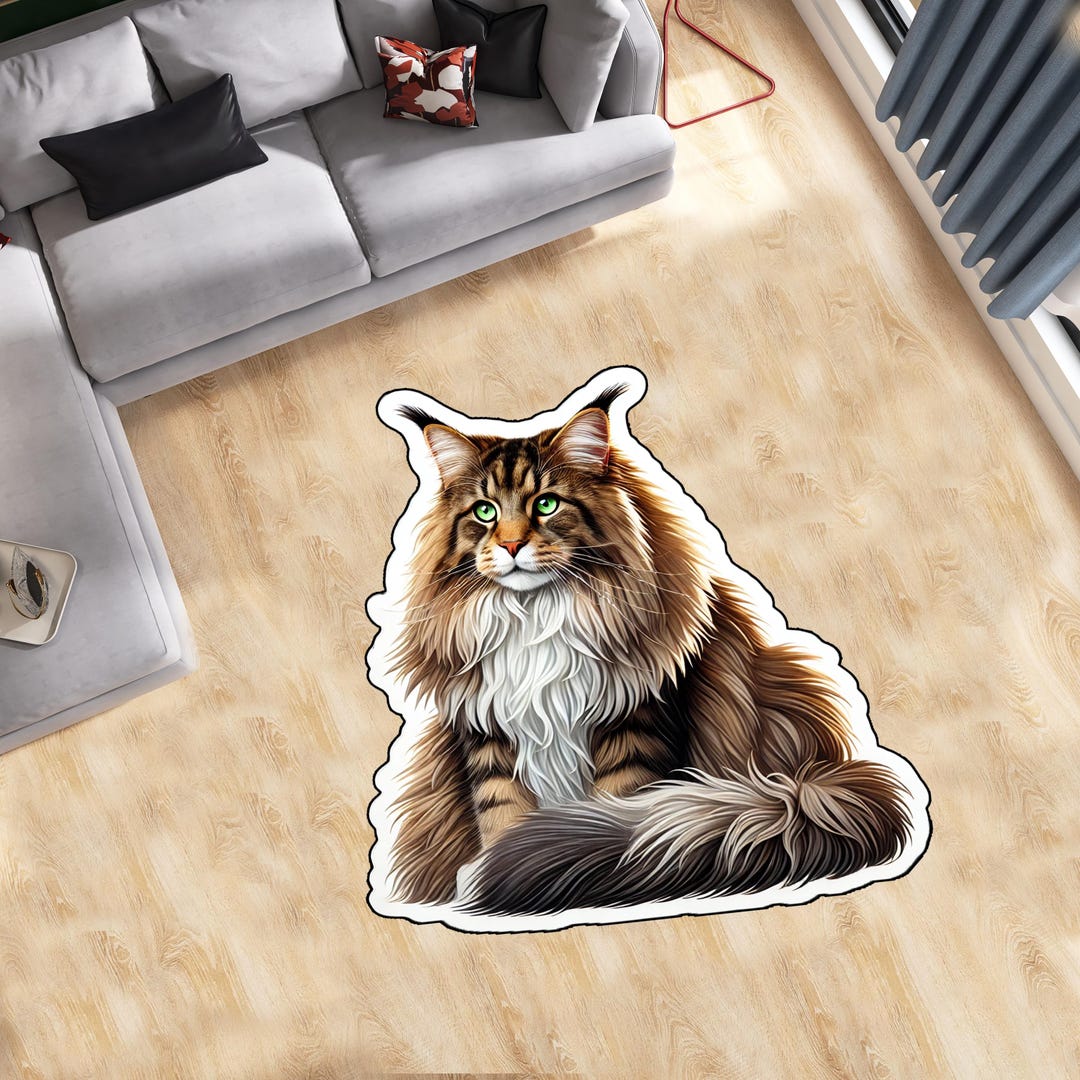 Main Coon Cats, Maine Coon, Cute Cat Rug, Cat Rugs for Patio, Cute Cat ...