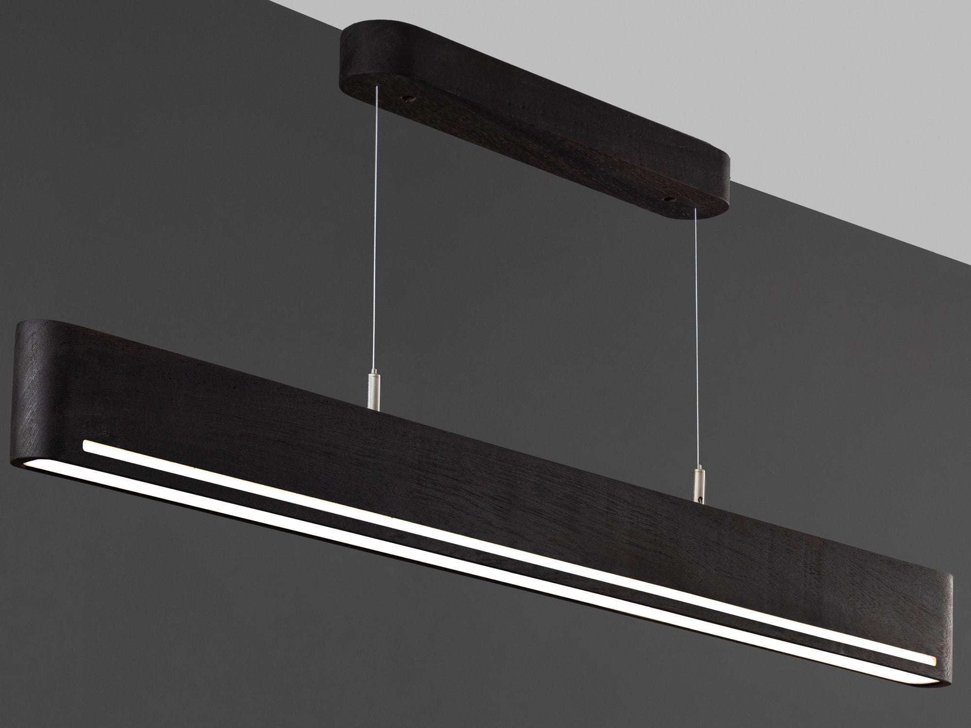 Curved Edge Solid Wood Linear Pendant Light - Etsy