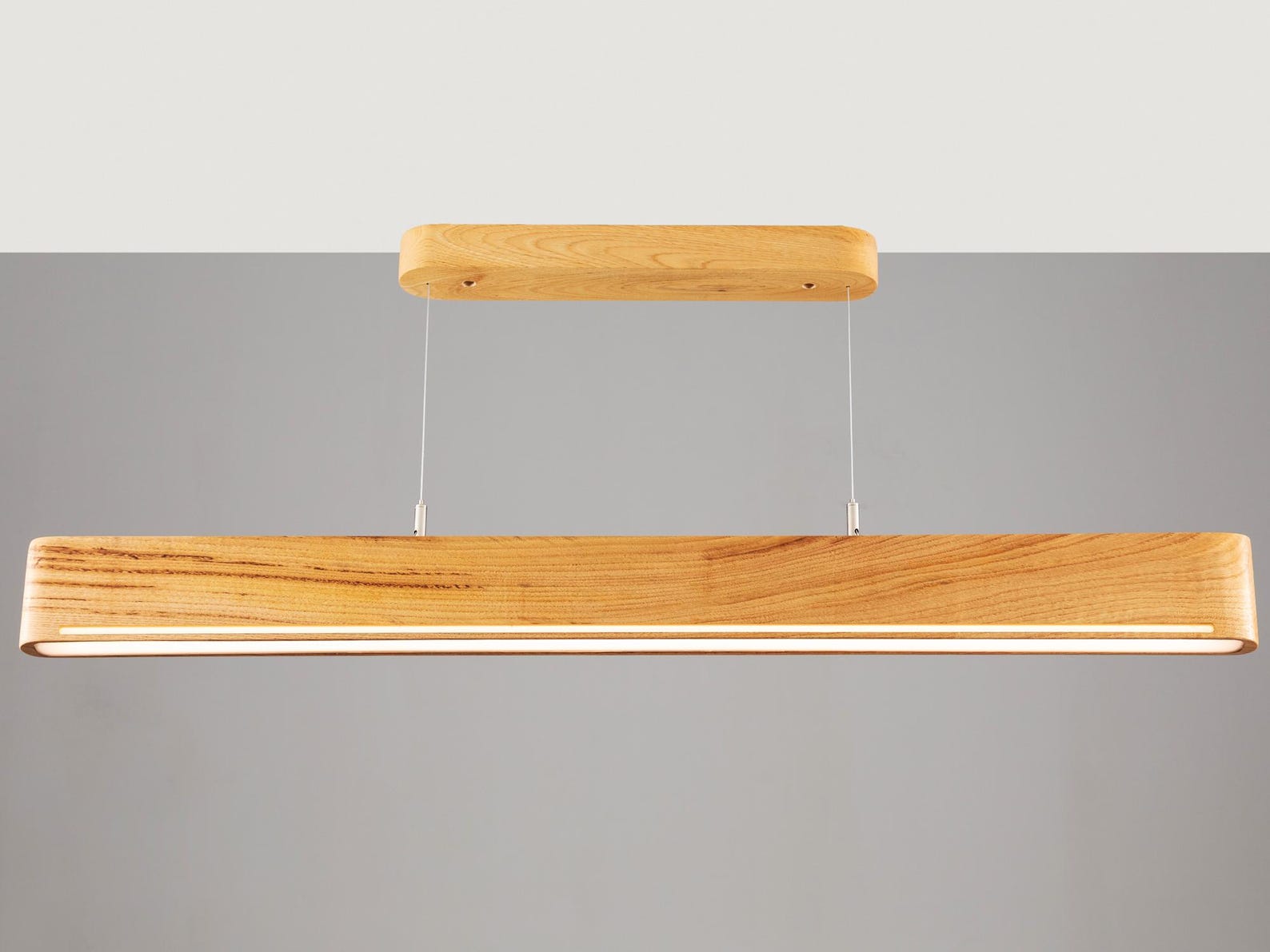 Curved Edge Solid Wood Linear Pendant Light - Etsy