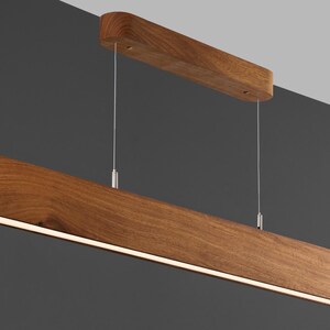 Curved Edge Solid Wood Linear Pendant Light - Etsy