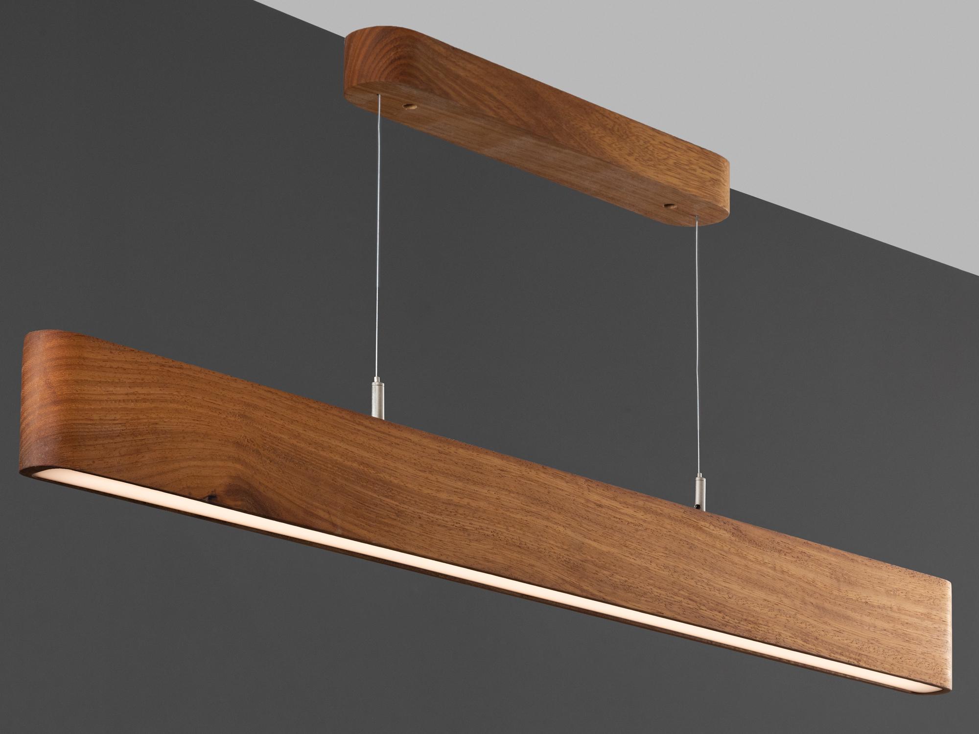 Curved Edge Solid Wood Linear Pendant Light - Etsy