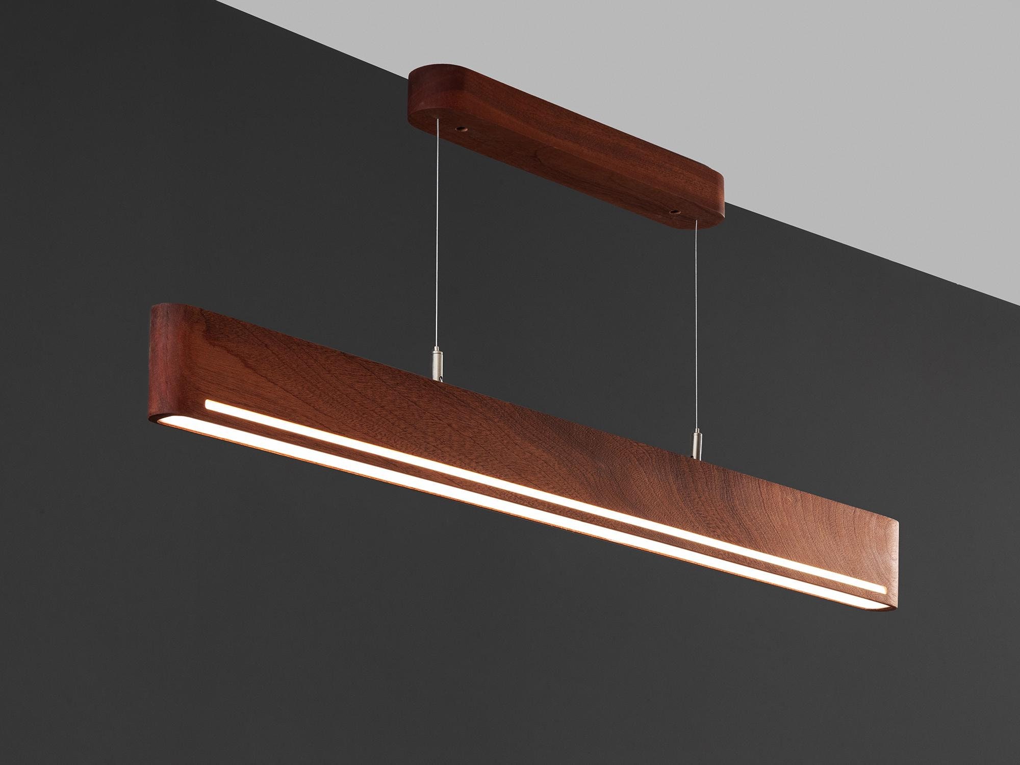 Curved Edge Solid Wood Linear Pendant Light - Etsy