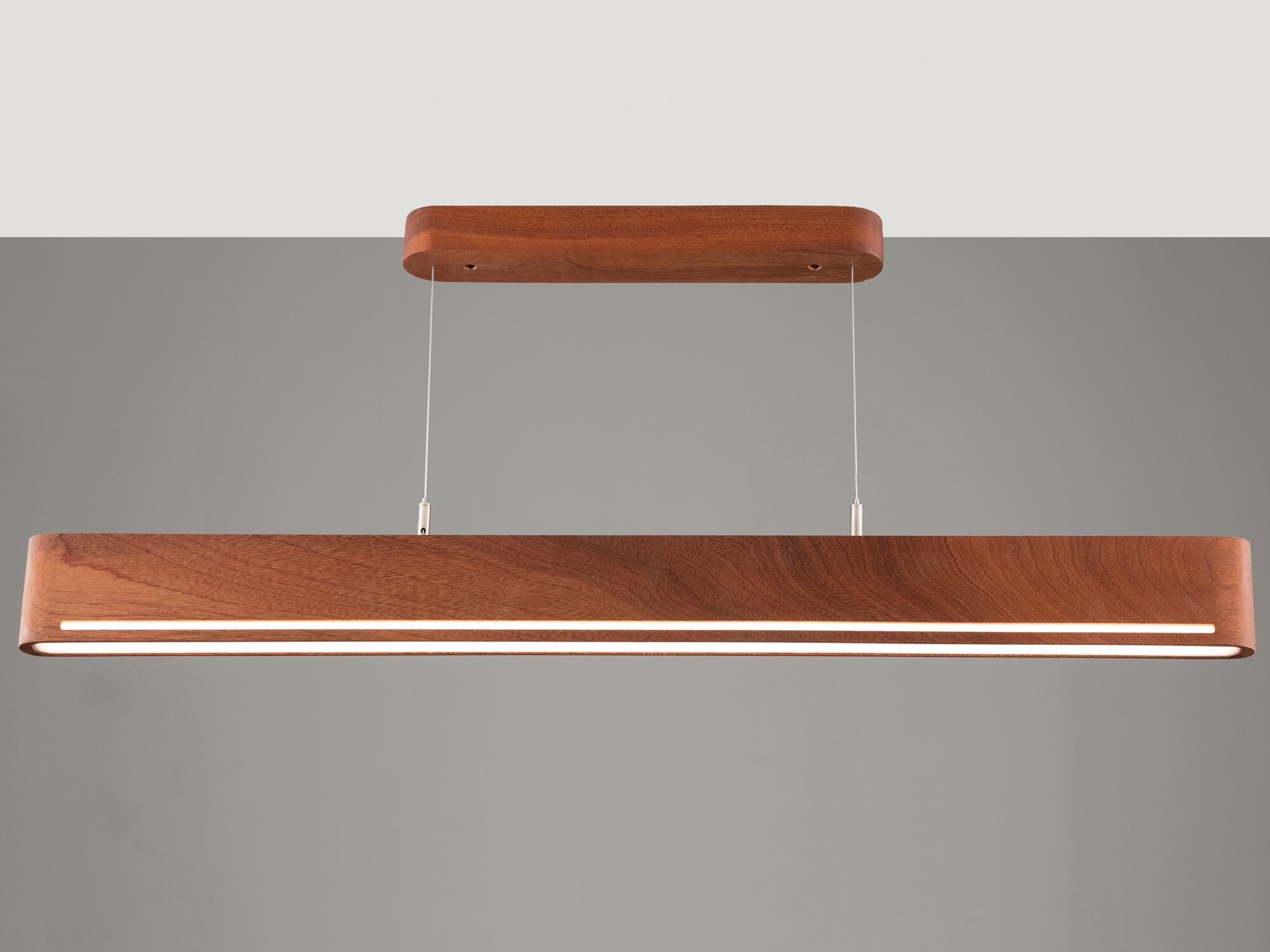 Curved Edge Solid Wood Linear Pendant Light - Etsy