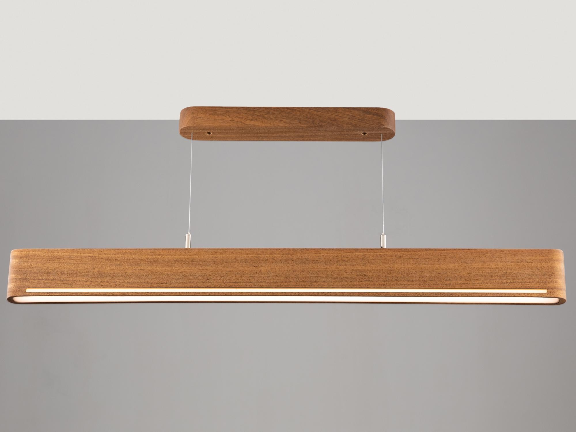 Curved Edge Solid Wood Linear Pendant Light - Etsy